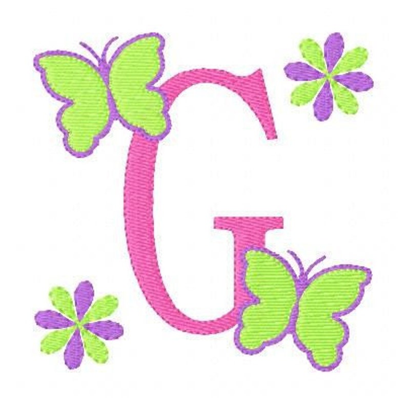 Butterfly With Flowers Monogram Machine Embroidery Monogram - Etsy