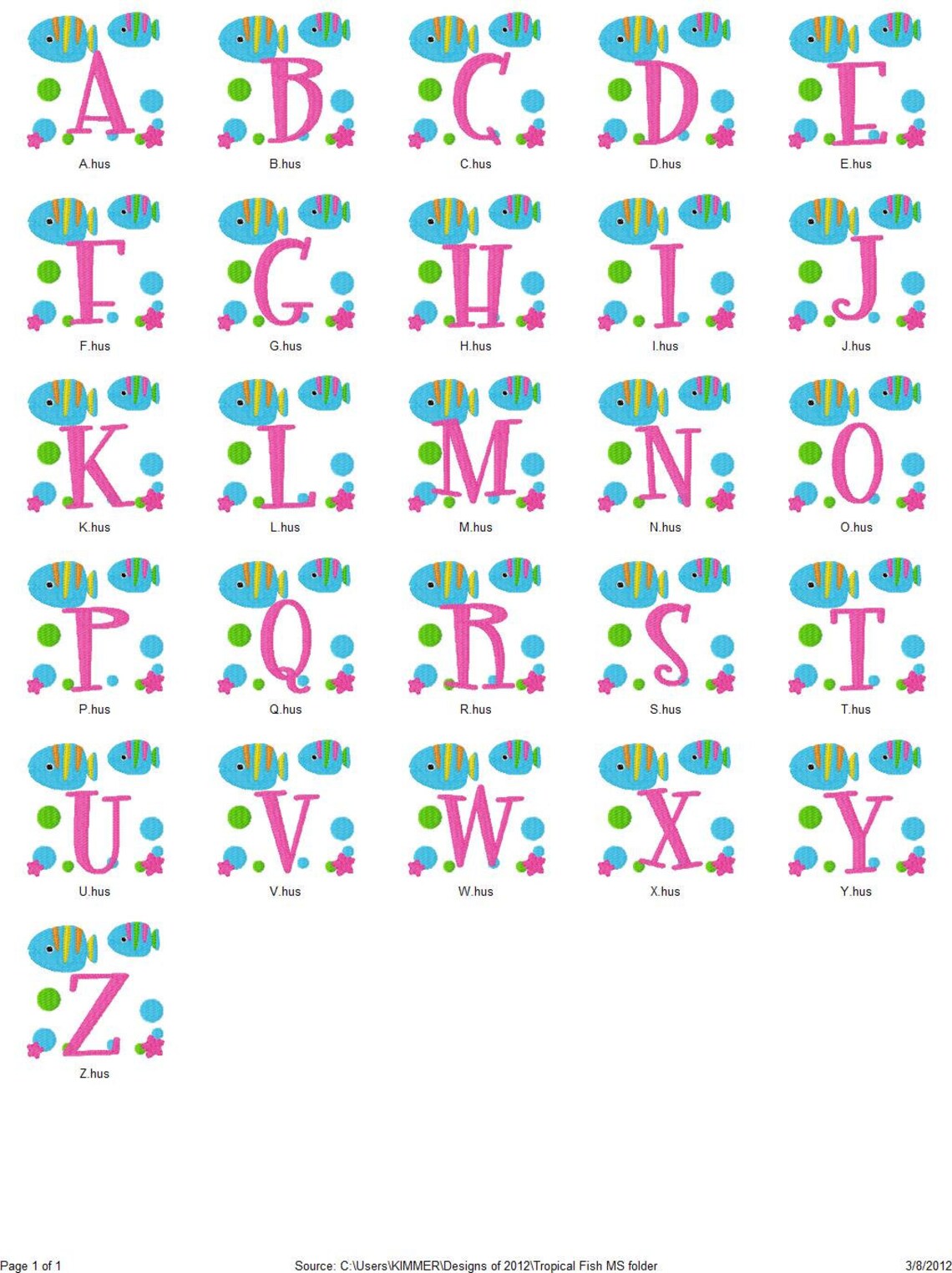 Fish Monogram Machine Embroidery Design Set Tropical Dots - Etsy