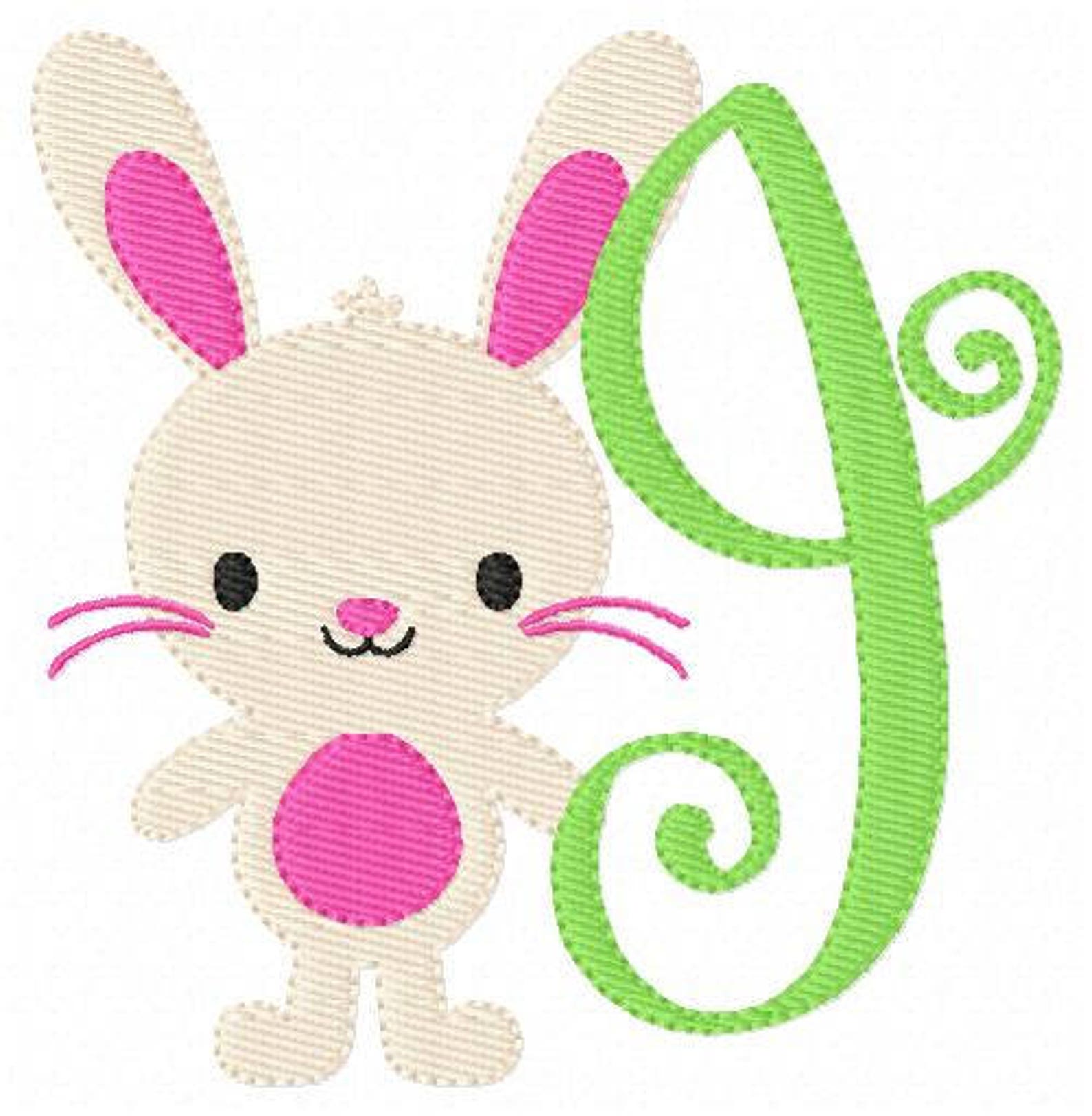 Bunny With Monogram Machine Embroidery Font Design Set Easter - Etsy