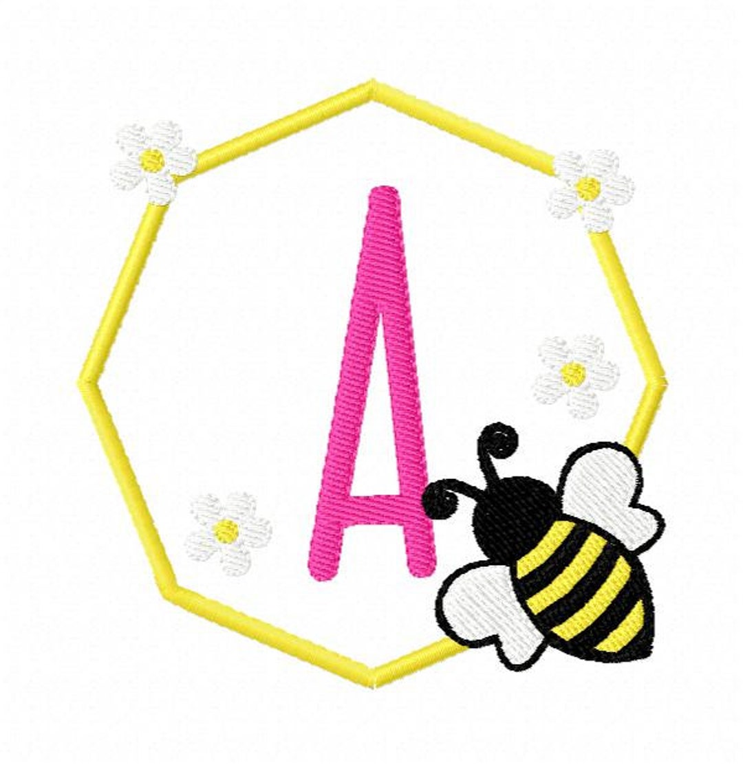 Honeycomb Bee Monogram Embroidery Design Font Set, Joyful Stitches, Bee ...