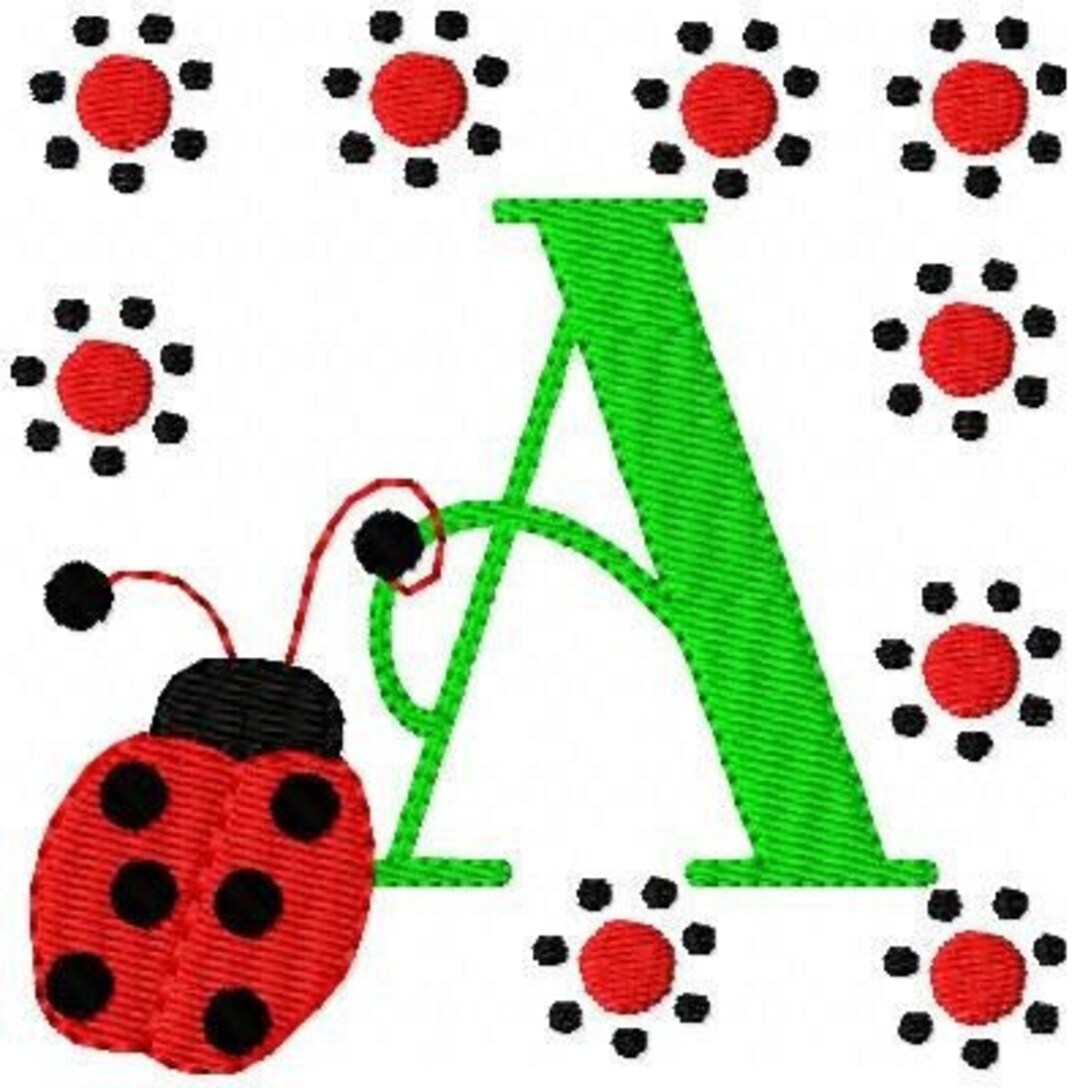 Ladybug // Monogram Font Machine Embroidery Design Set, Machine ...