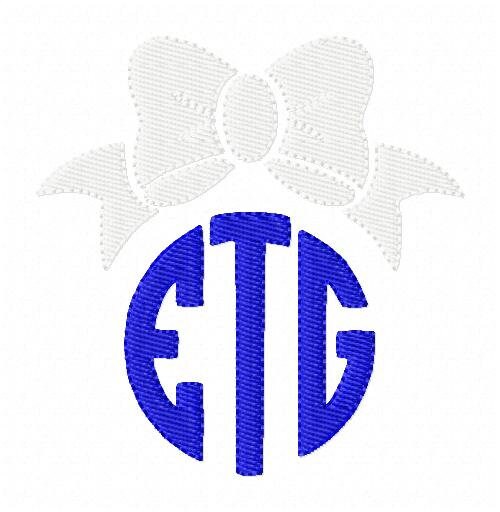 Bow Circle Monogram Embroidery Design Font Set Bow Embroidery - Etsy