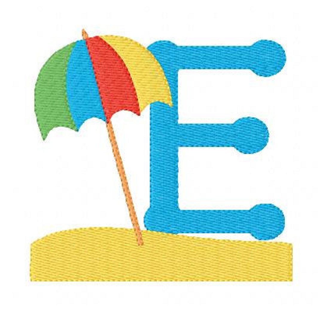 Umbrella // Beach Machine Embroidery Monogram Font Set, Machine ...
