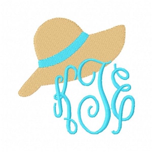 Floppy Beach Hat Monogram Embroidery Frame Topper Only Design (no ...