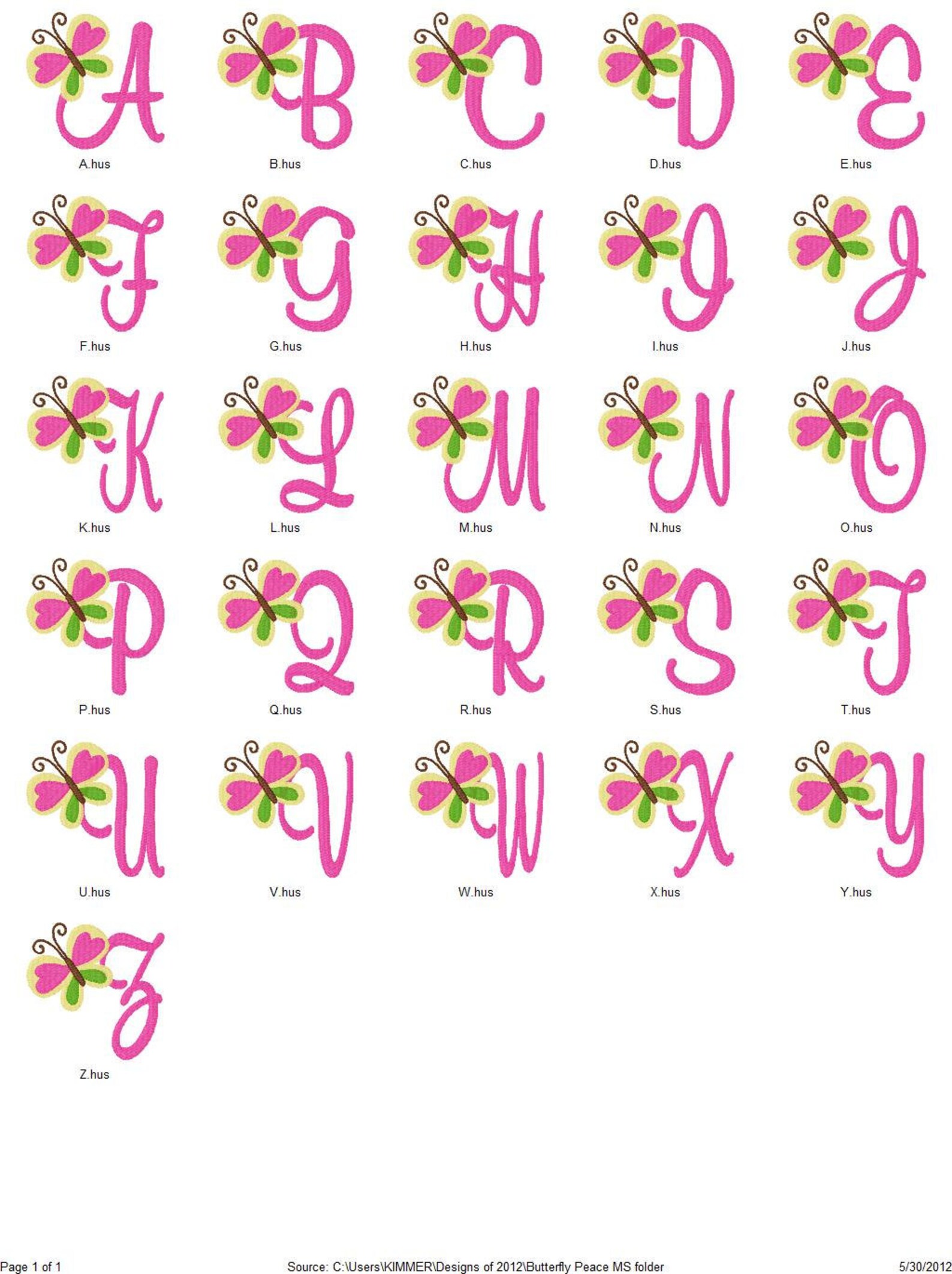 Butterfly Machine Embroidery Monogram Font Design Set // - Etsy