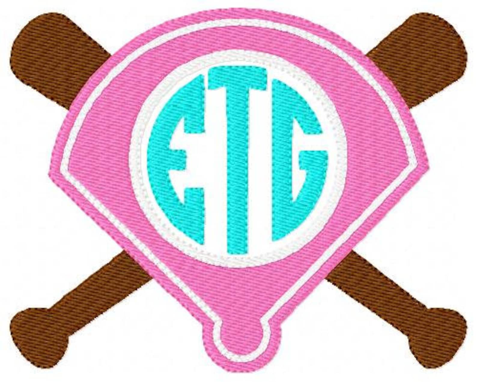 Softball // Sports // Softball Embroidery, Circle Monogram // Three ...