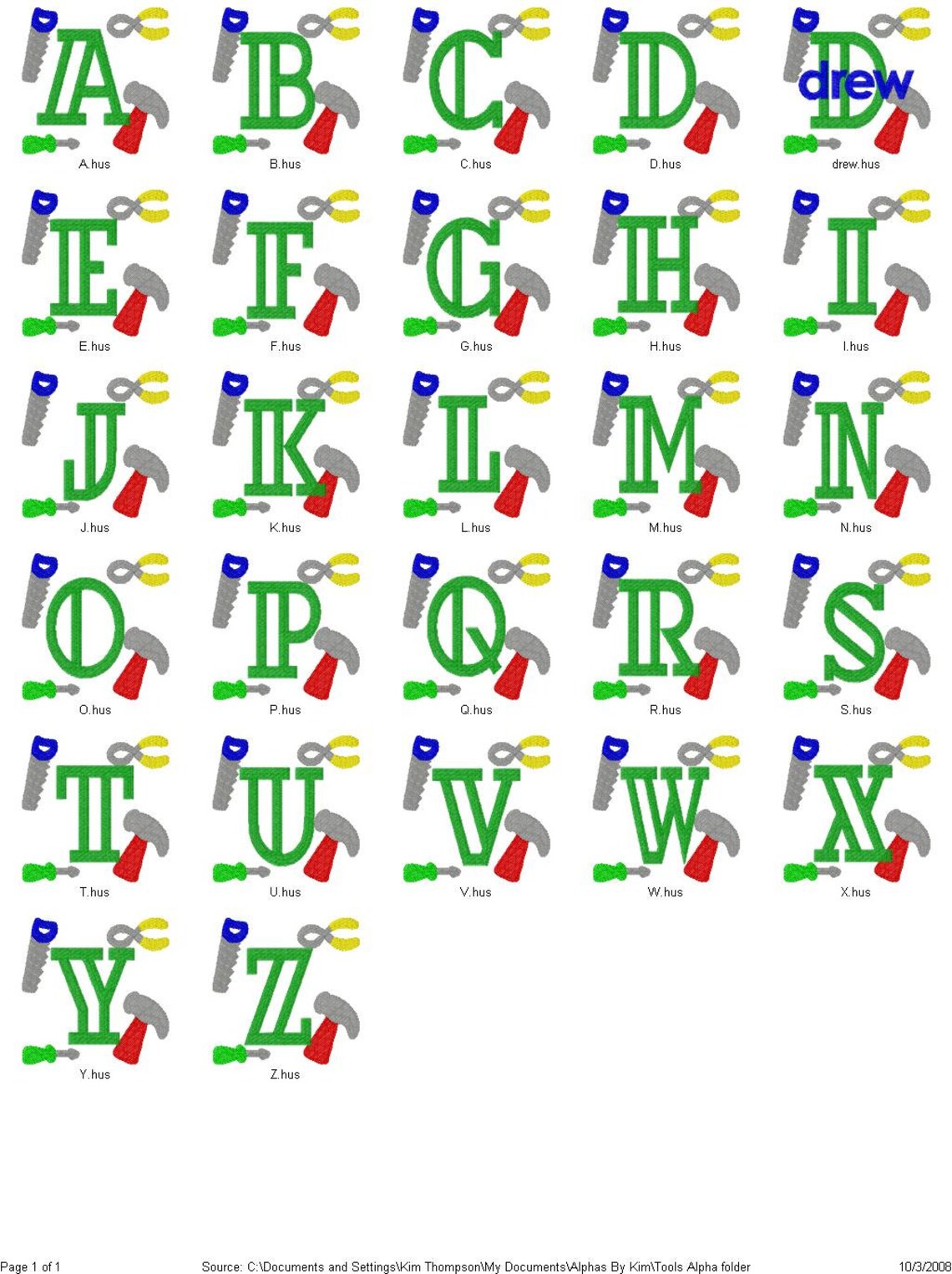 Tools and Builder Machine Embroidery Monogram Font Design Set, Machine ...