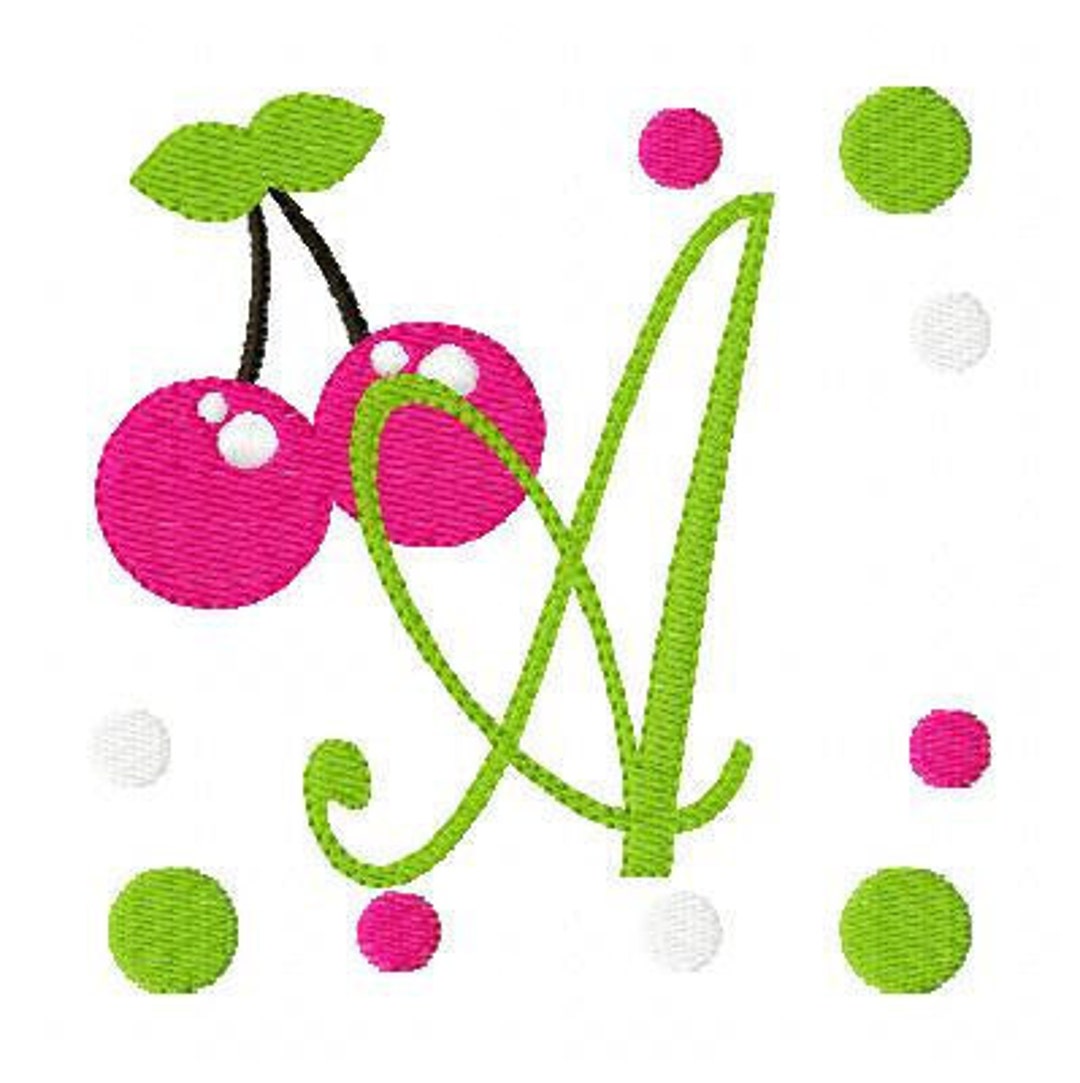 Embroidery Fonts, Cherry Cherries Monogram Machine Embroidery Design ...