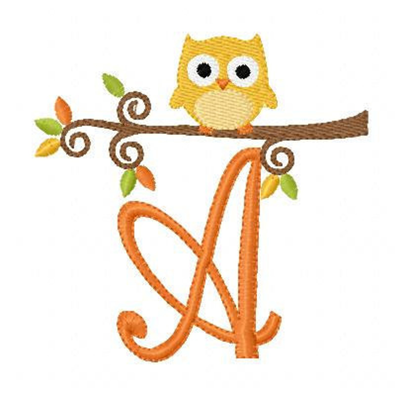 Owl Monogram Machine Embroidery Design Set Spring Baby Owl. - Etsy