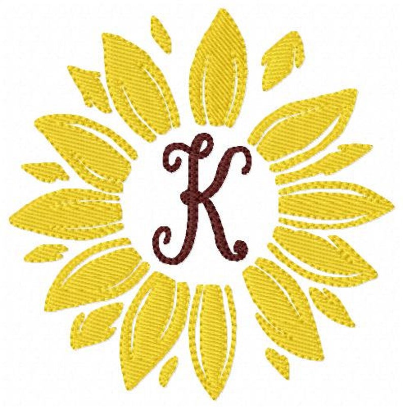 Sunflower Monogram Embroidery Font Design Set, Sunflower Embroidery ...