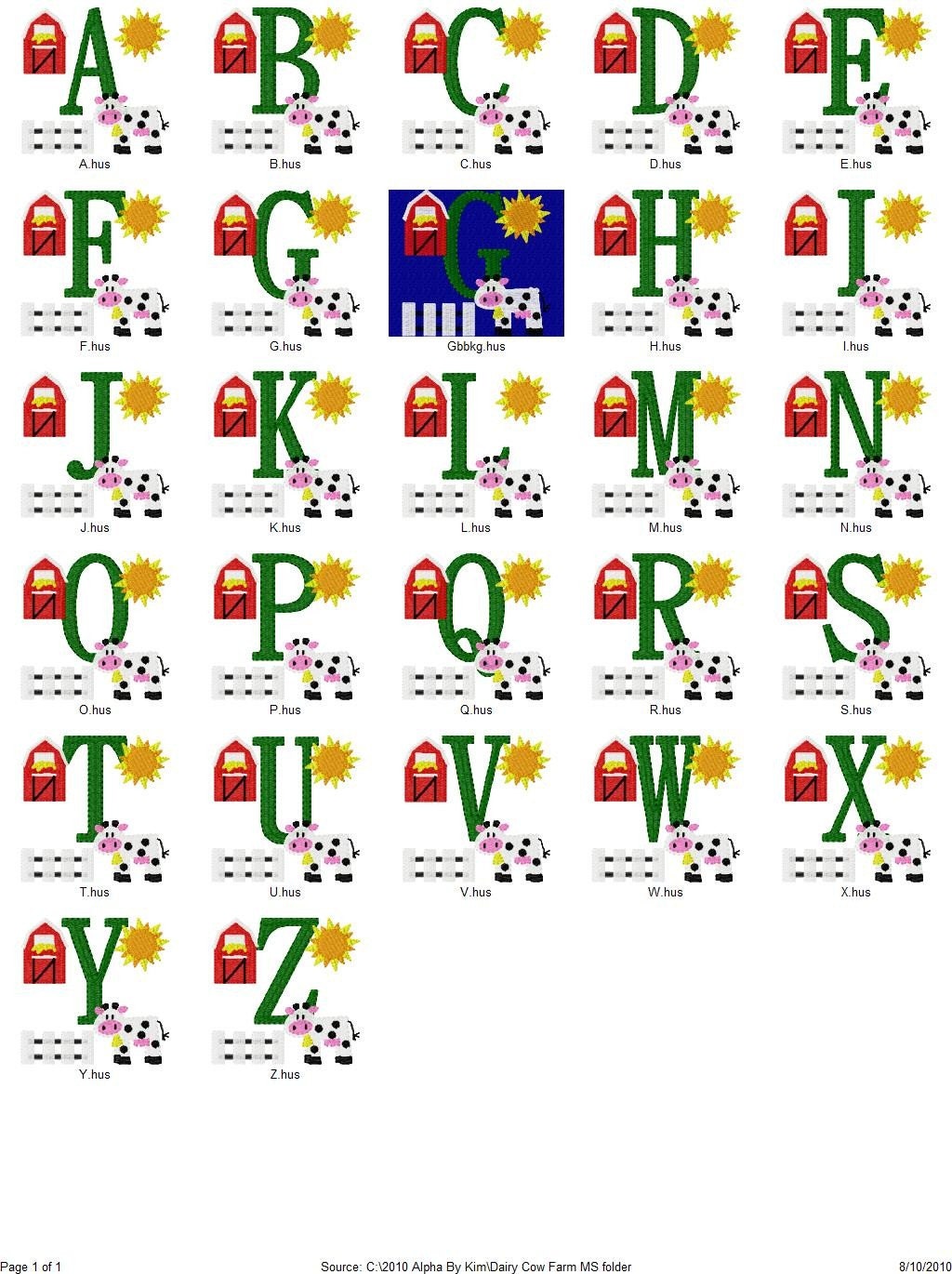 Cow // Farm // Monogram Machine Embroidery Font Design Set | Etsy