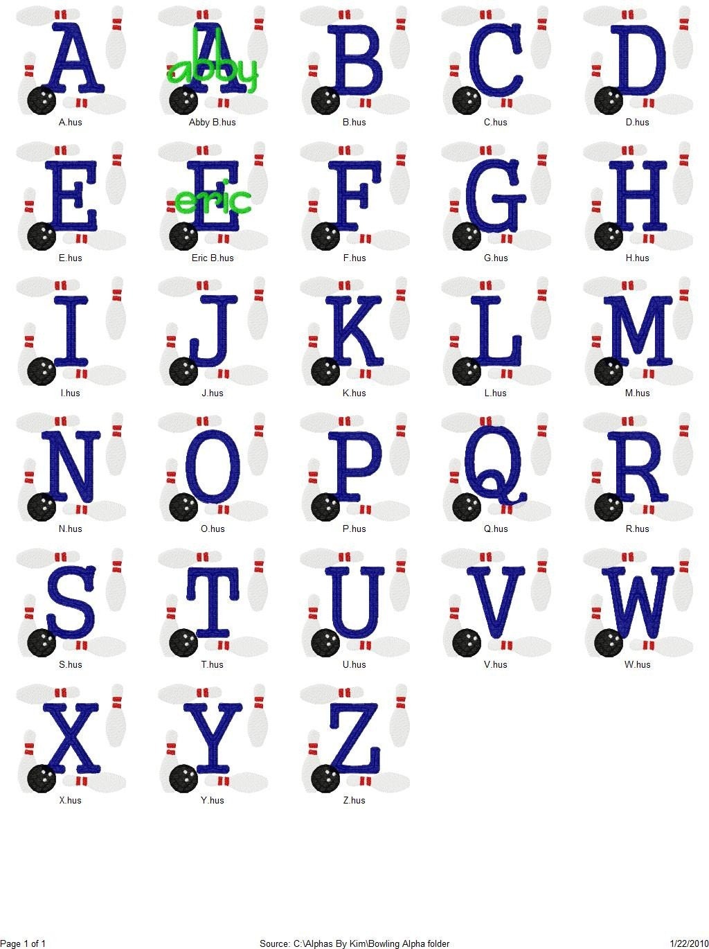 Bowling // Monogram Embroidery Font Design Set Machine | Etsy