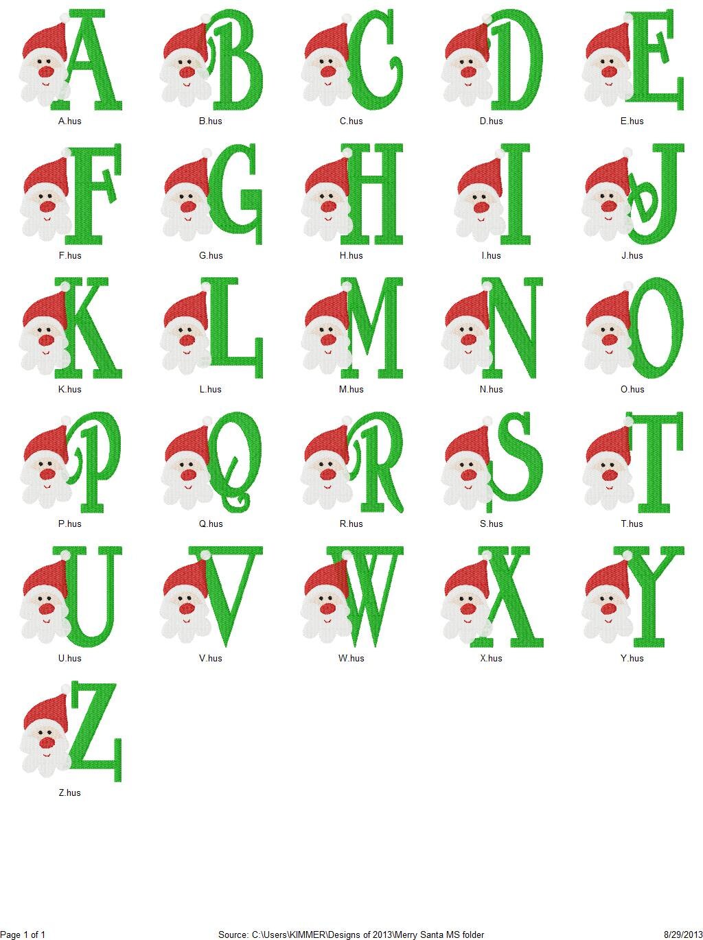 Merry Santa Christmas Monogram Machine Embroidery Font Design | Etsy