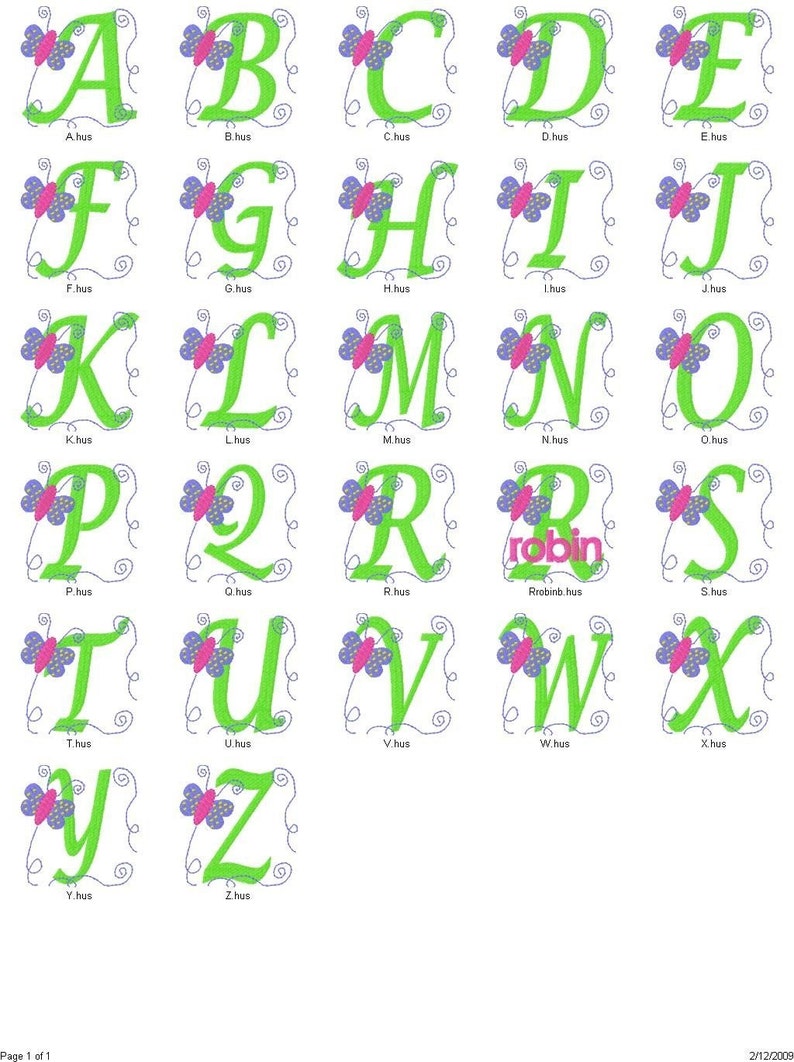 Butterflies // Butterfly // Monogram Machine Embroidery Font Set ...