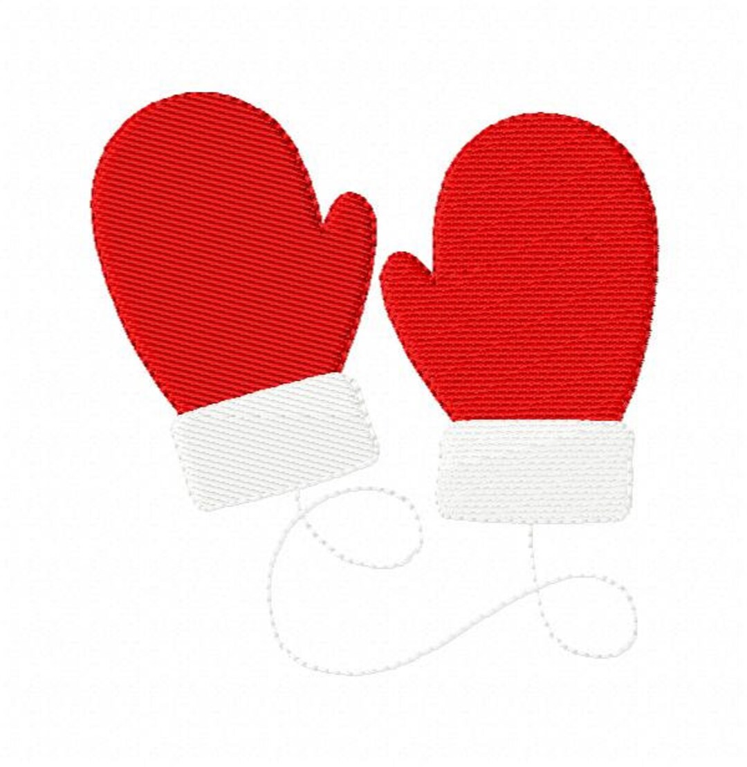 Santa Mittens Embroidery Design, Christmas Mittens Embroidery Design ...