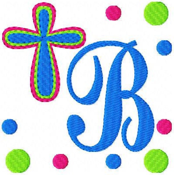 Cross Dots Monogram Embroidery Designs Font Set // Joyful | Etsy