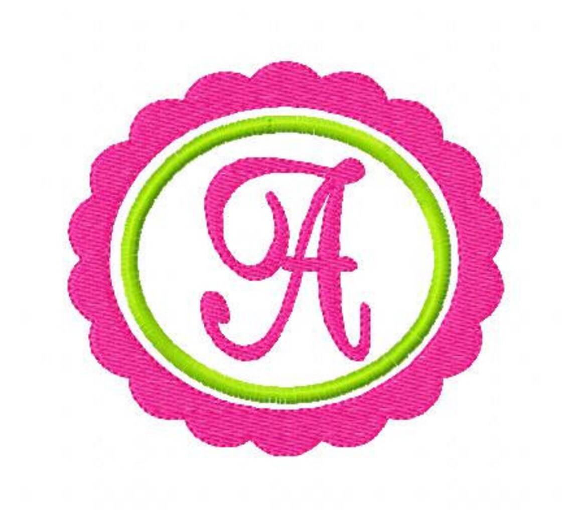 Oval Scallop Machine Embroidery Monogram Font Design Set - Etsy