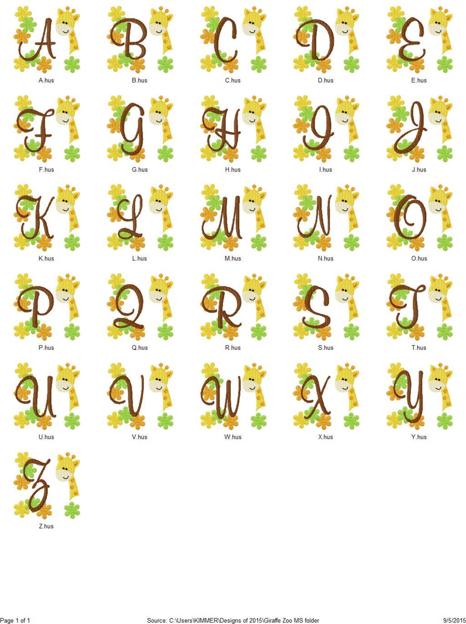 Giraffe Zoo Safari Machine Embroidery Monogram Font Set Joyful - Etsy