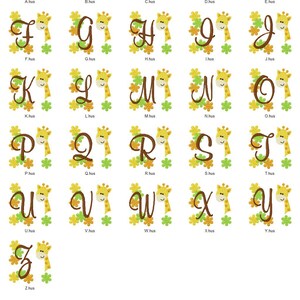 Giraffe Zoo Safari Machine Embroidery Monogram Font Set Joyful Stitches ...