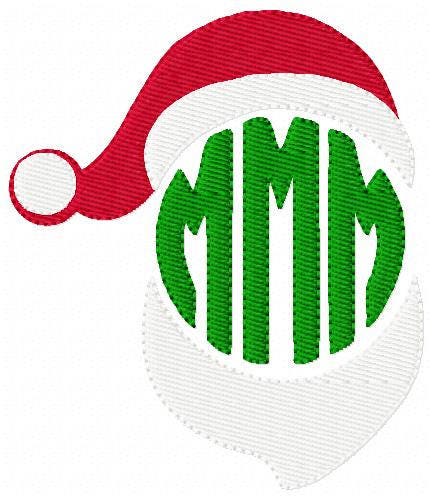 Santa Claus Christmas Circle Three Letter Monogram Machine | Etsy