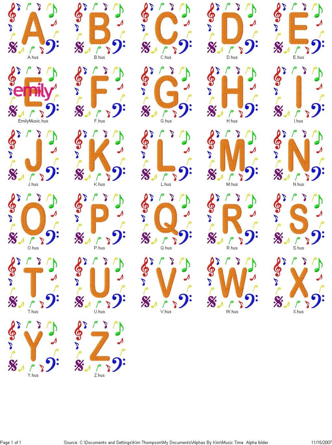 Music // Machine Embroidery Monogram Font Designs//music | Etsy