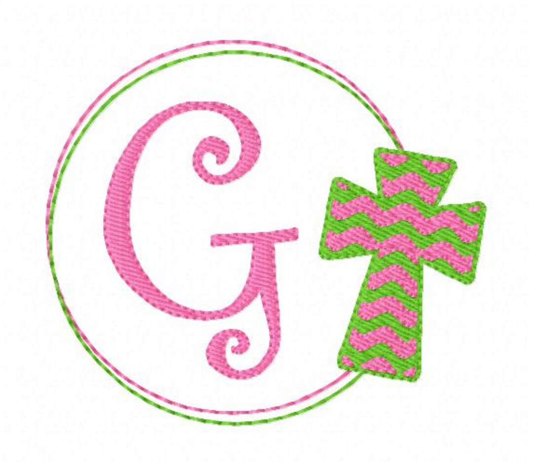 Circle Cross Easter Christian Monogram Embrodiery Font Design Set ...