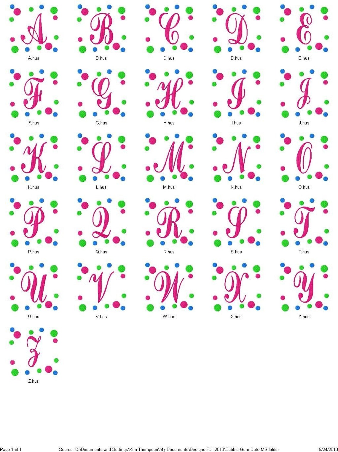 Dots Machine Embroidery Monogram Font Set // Dot Embroidery - Etsy