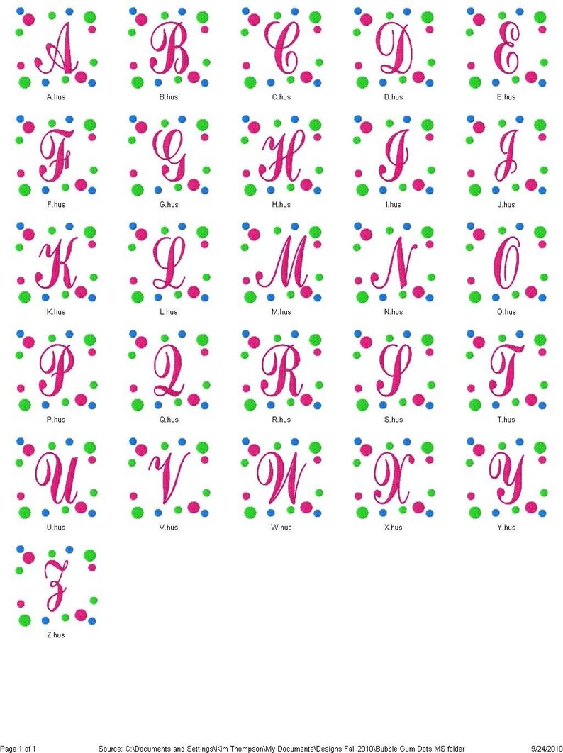 Dots Machine Embroidery Monogram Font Set // Dot Embroidery - Etsy