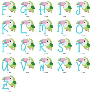 Toucan Tropical Bird Monogram Embroidery Designs Font, Embroidery ...