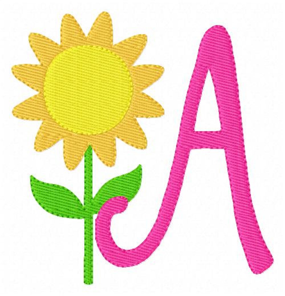 Sunflower // Machine Embroidery Monogram Font Design Set, Sunflower ...