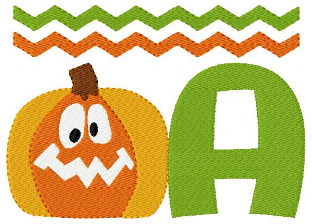 Pumpkin Jack O Lantern Chevron 5x7 Fall Monogram Machine Embroidery ...