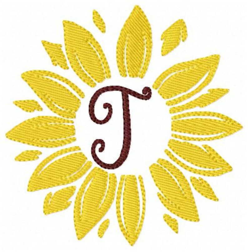 Sunflower Monogram Embroidery Font Design Set, Sunflower Embroidery ...