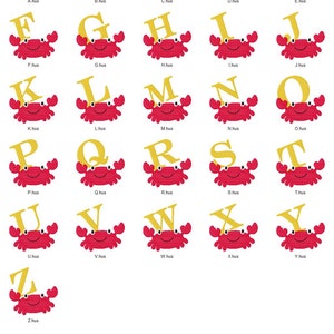 Crab Machine Embroidery Monogram Font Design Set , Summer, Sand, Beach ...