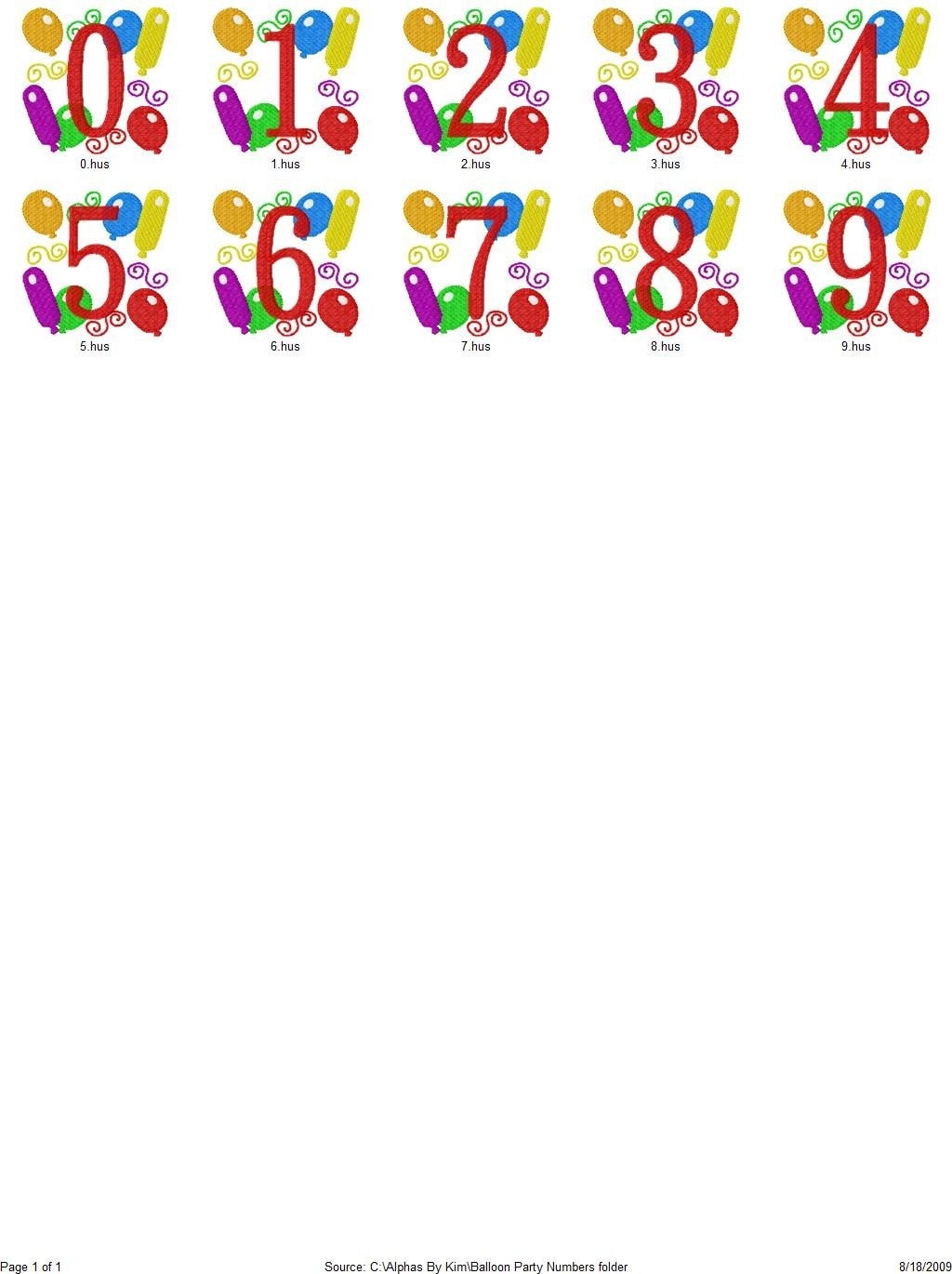 Balloon Party Numbers Machine Embroidery Monogram Set // Joyful ...