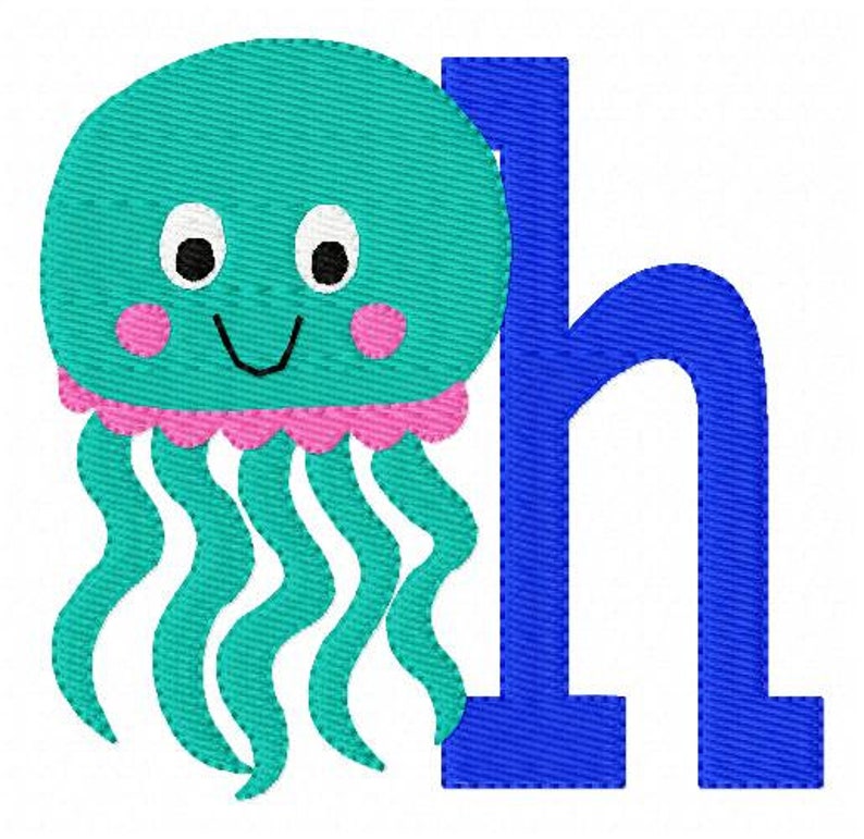 Jellyfish Jelly Fish Monogram Embroidery Design Font Set - Etsy