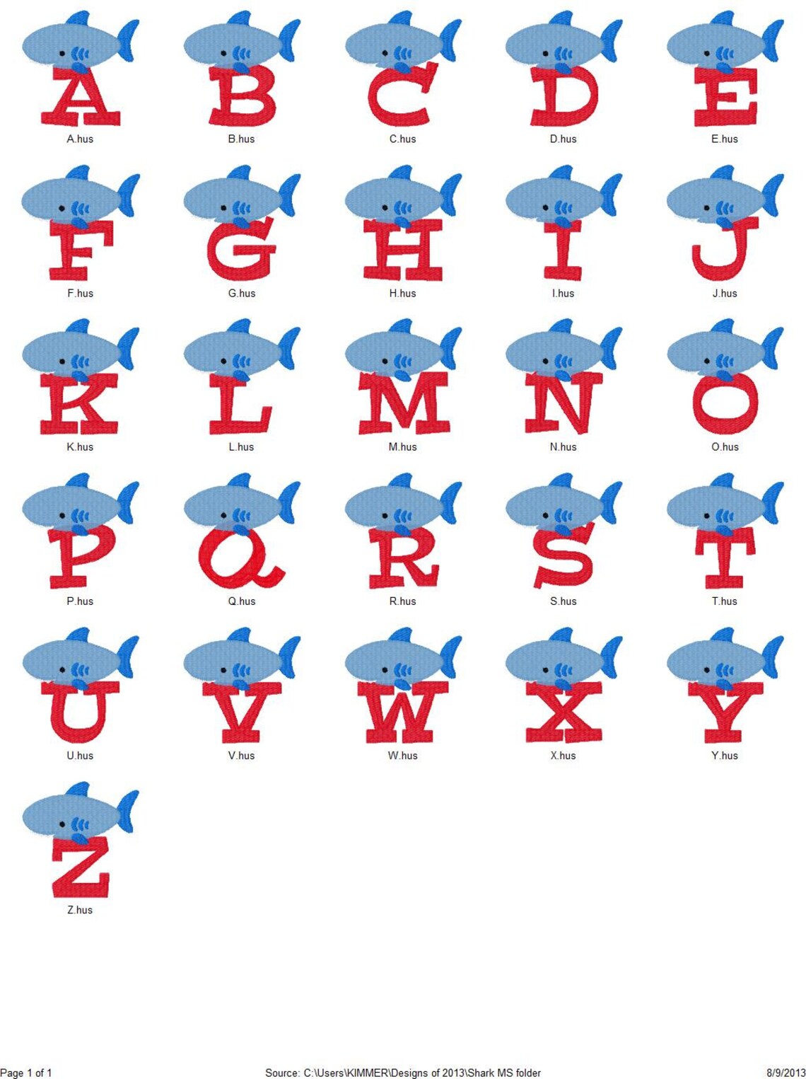 Shark Monogram Machine Embroidery Font Design Set // Joyful | Etsy