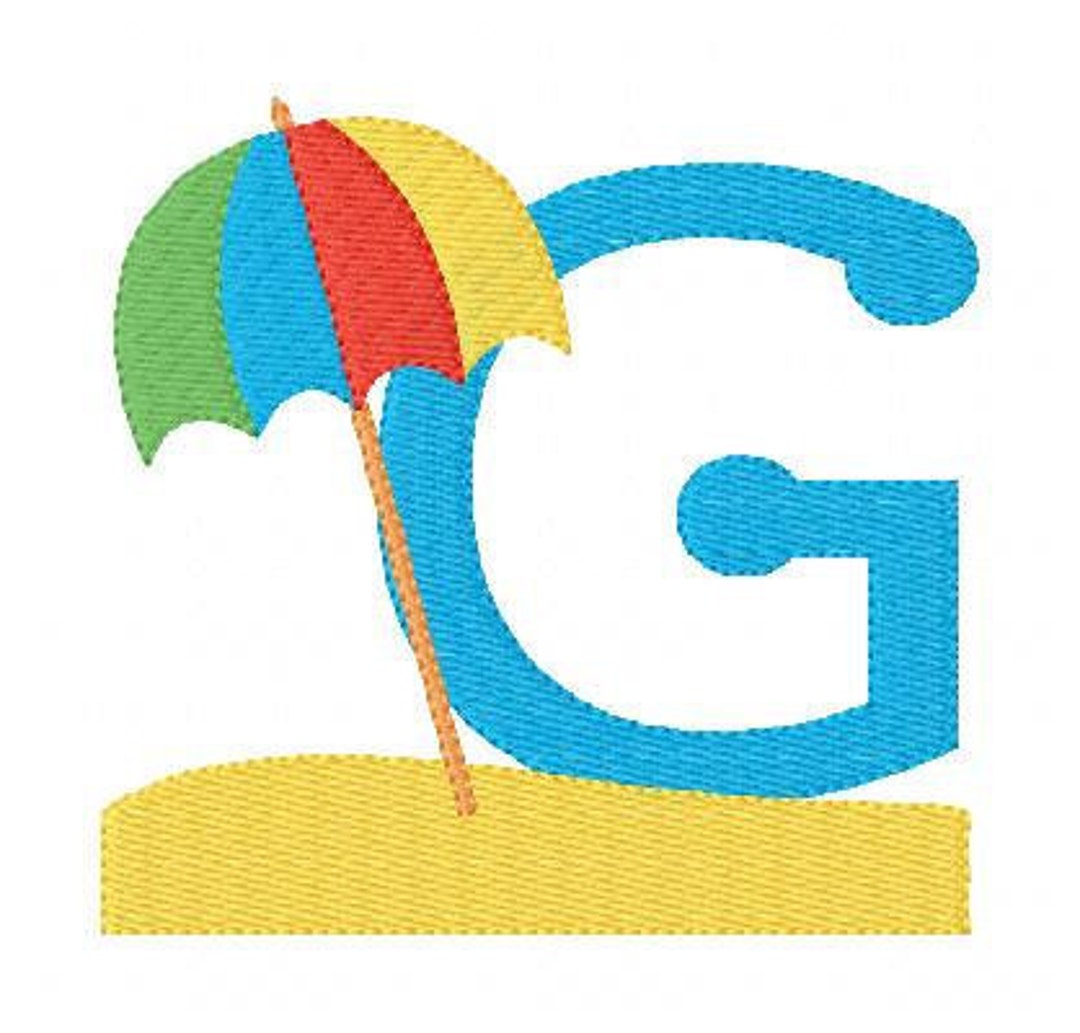 Umbrella // Beach Machine Embroidery Monogram Font Set, Embroidery Font ...