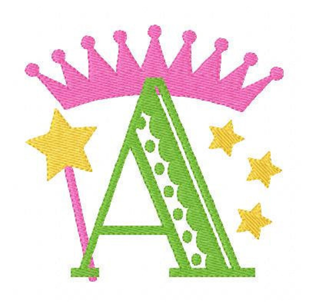 Princess Crown Monogram Embroidery Font Design Set, Princess Wand ...