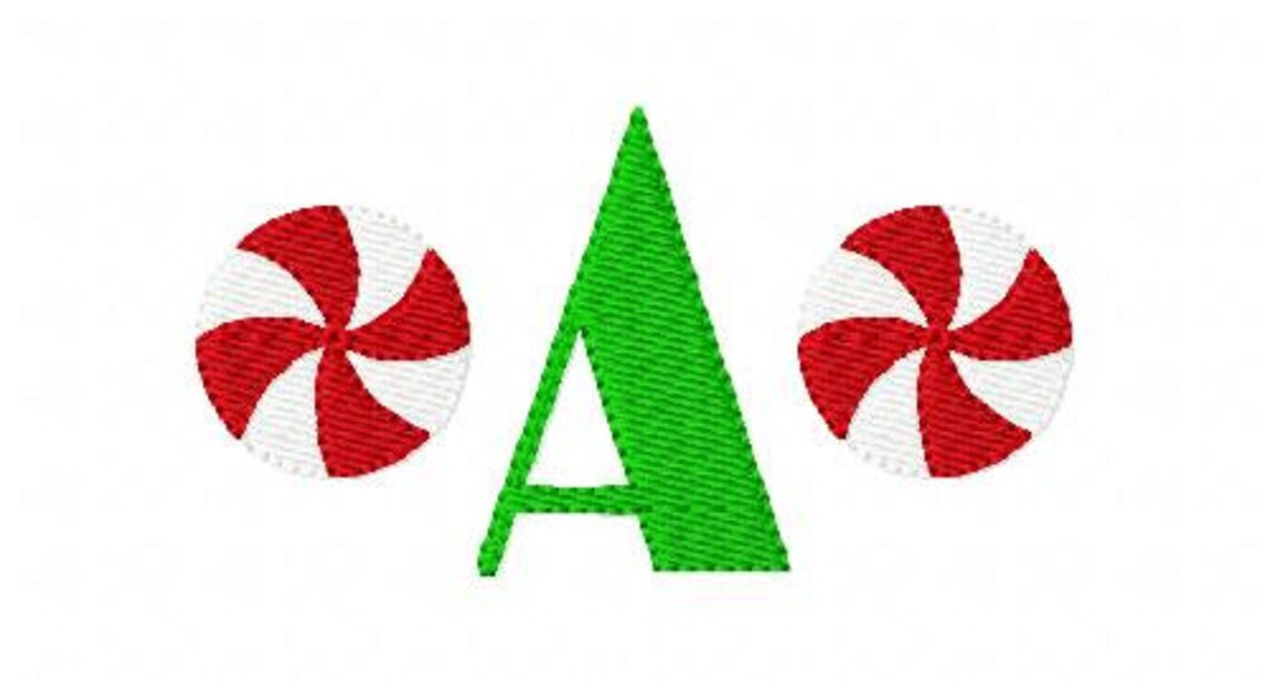 Peppermint Christmas Candy Mini Monogram Machine Embroidery Font Design ...