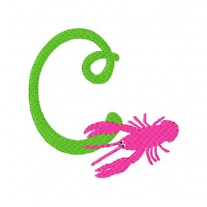 Crawfish, Monogram Embroidery Design, Embroidery Font, Monogram Font ...