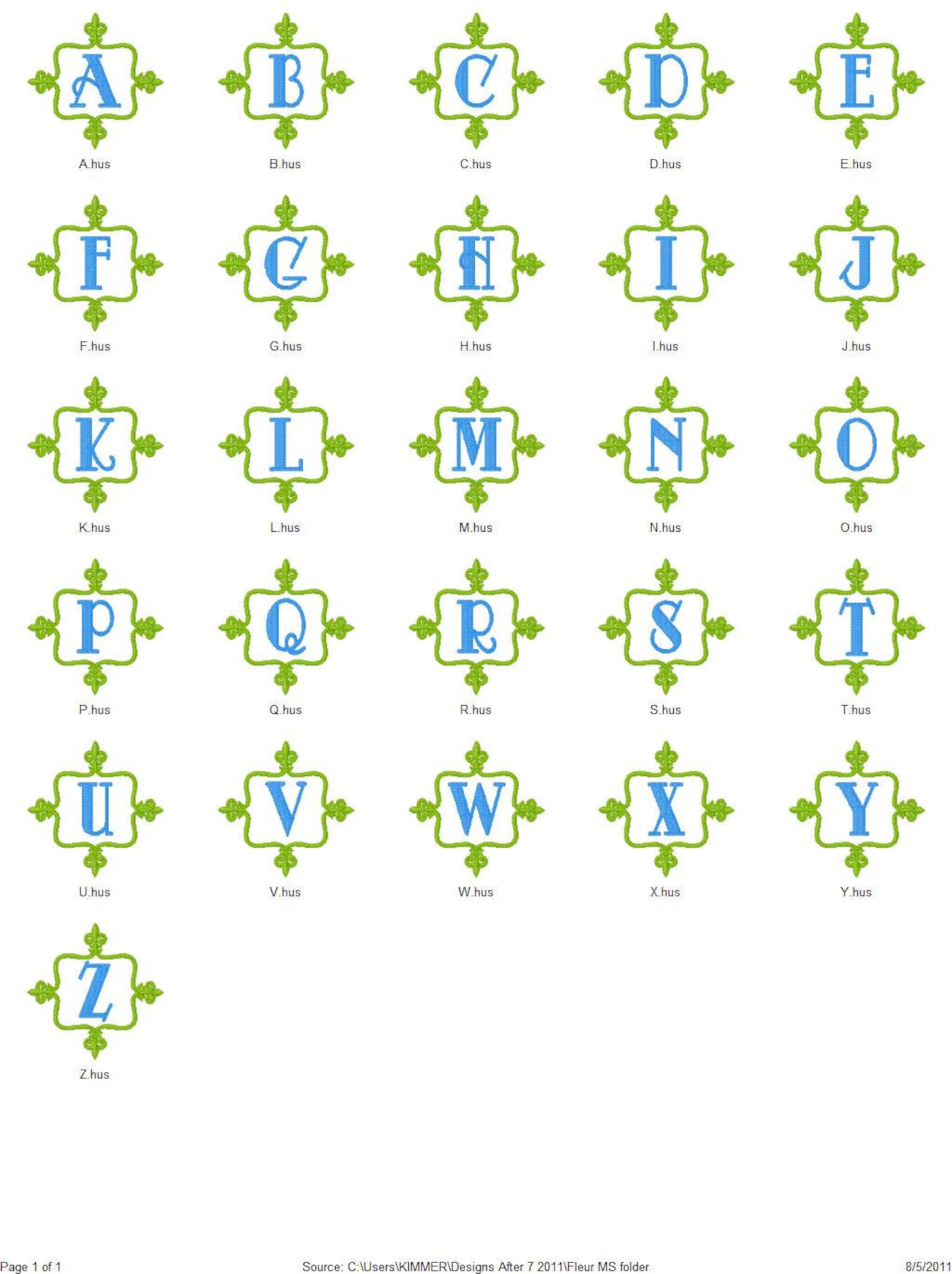 Fleur De Lis // Machine Embroidery Monogram Font Design Set - Etsy