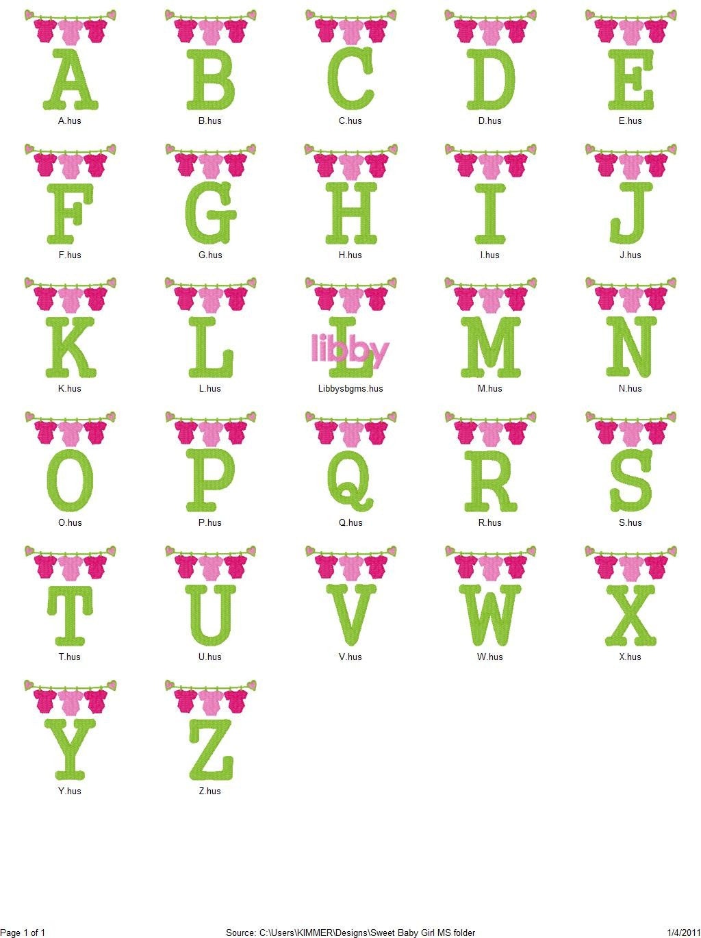 Baby Girl With Pink Monogram Machine Embroidery Design Set // | Etsy