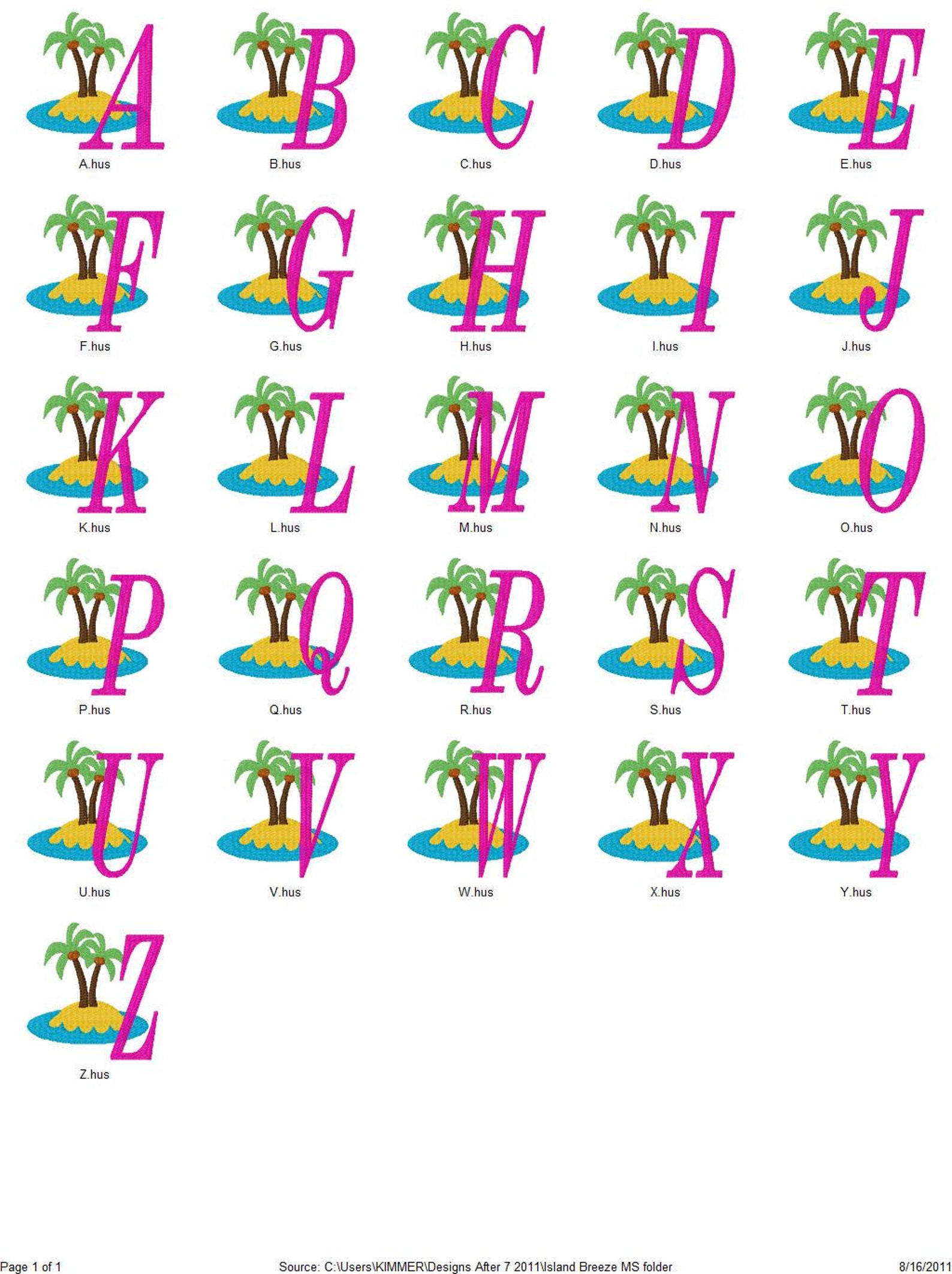 Island Tropical Monogram Machine Embroidery Design Set - Etsy