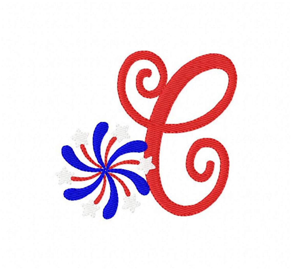 July 4th Summer Fireworks Patriotic Monogram Embroidery - Etsy