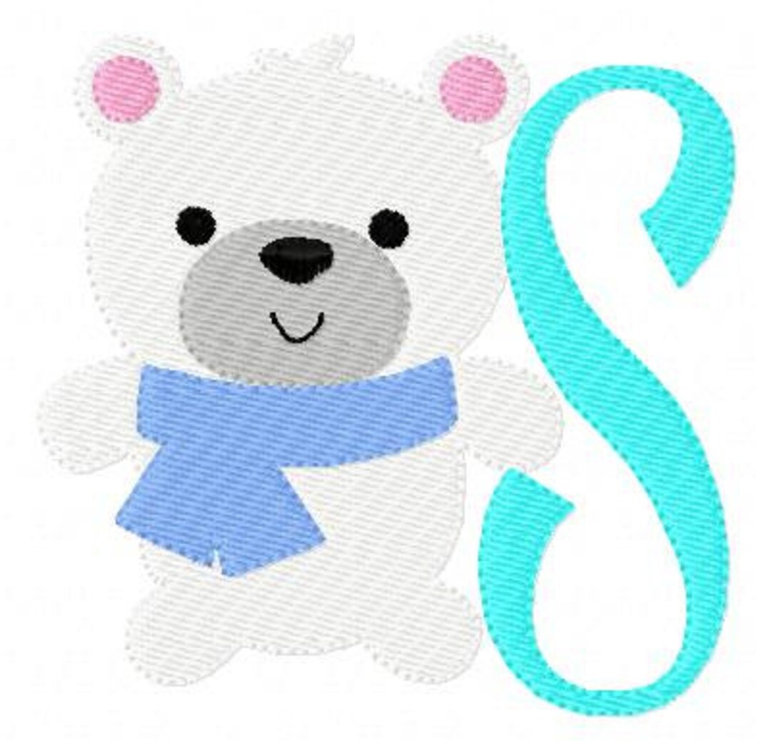 Polar Bear, Winter, Christmas, Monogram Embroidery Font Design Set ...