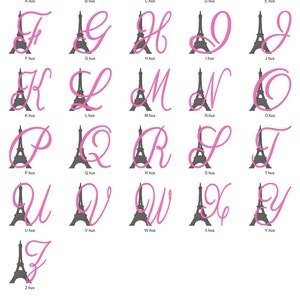 Eiffel Tower Paris Monogram Font Machine Embroidery Design Set, Machine ...