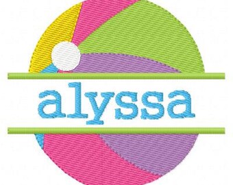 Beach Ball // Split Machine Embroidery Monogram Font Set | Etsy