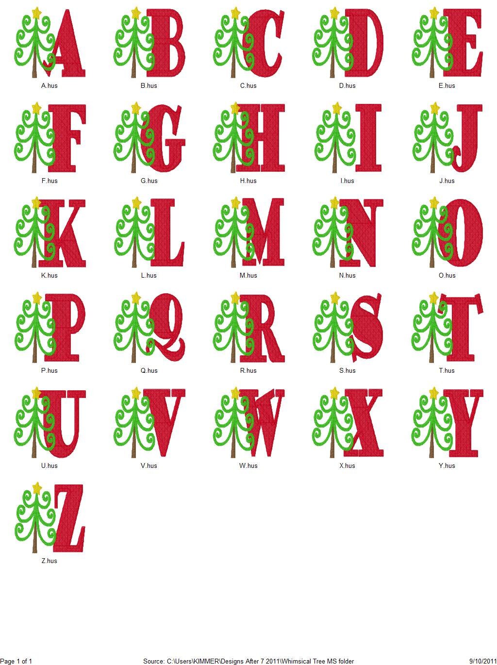 Christmas Tree // Monogram Embroidery Font Design Set Machine | Etsy