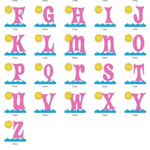 Sun, Beach, Machine Embroidery Design, Monogram Font, Embroidery Font ...