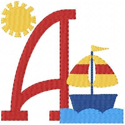 Sailing // Summer // Monogram Font Machine Embroidery Design | Etsy
